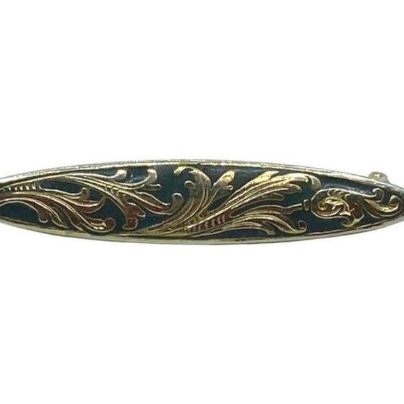 Unique Vintage | Other | Vintage Golden Scroll Enameled Mourning Oval ...